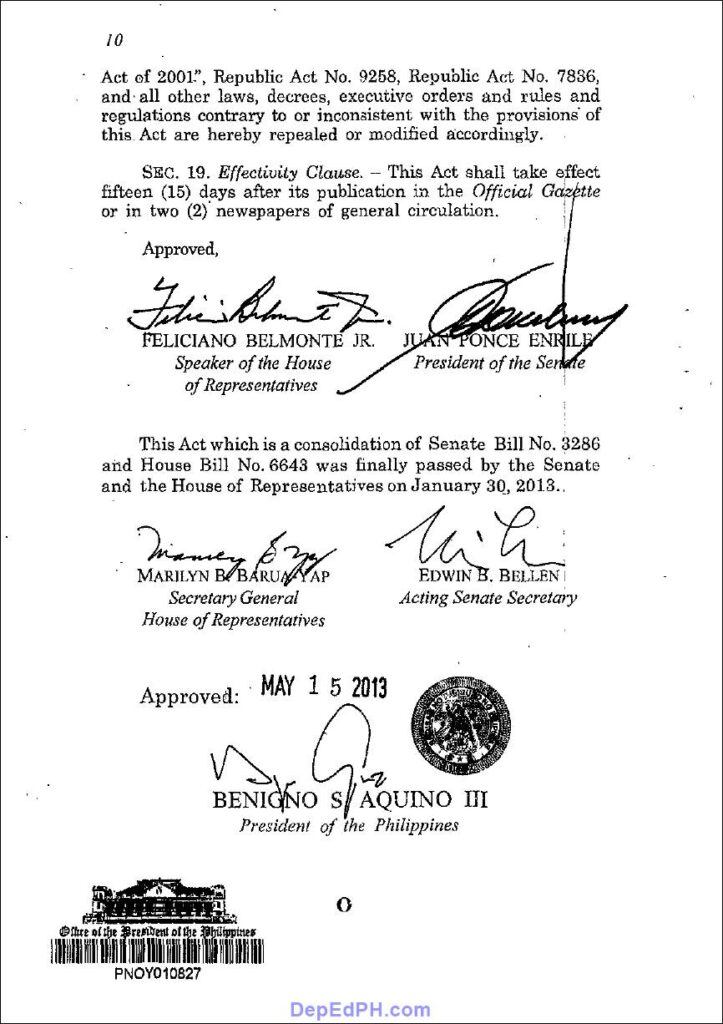 Republic Act 10533: Enhanced Basic Education Act of 2013 | DepEd PH
