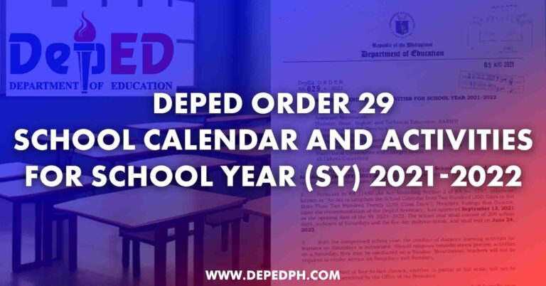 DepEd Order 29: School Calendar and Activities for School Year (SY ...