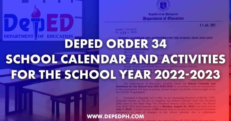 DepEd Order 34: School Calendar and Activities for the School Year (SY ...